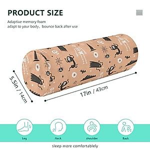 FRODOTGV Halloween Characters Yoga Meditation Bolster Pillow Neck Roll Pillow Sleeping Long Round Pillow Cushion Insert Cylinder Pillow Covers with