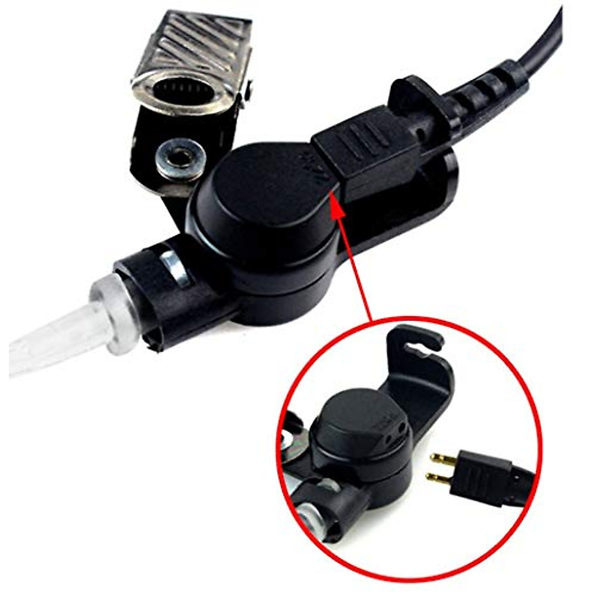 Retevis Walkie Talkie Earpiece with Mic, Big PTT Headset with Long Wire, Compatible RT22 RT21 H-777 RT68 H-777S RT22S Baofeng UV-5R 2 Way Radios, Two Way Radio Headset 2 Pin(1 Pack)