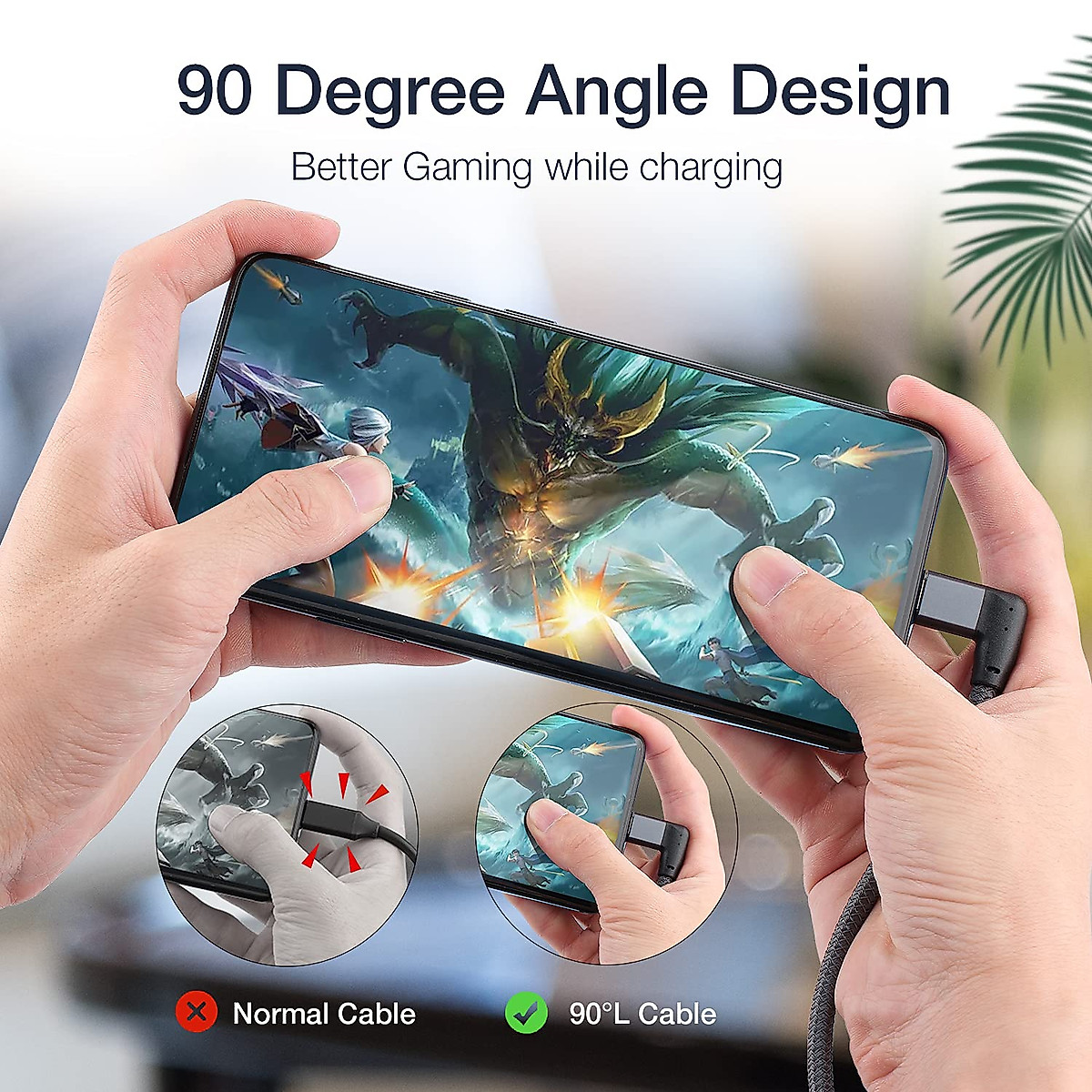 90 Degree USB C to USB C Cable, USB C 3.2 Cable 20Gbps Data Transfer, 4K@60Hz 8K@30Hz Video Right Angle 100W PD Fast Charging Cable with E-Marker for Thunderbolt 3/4, MacBook Pro, iPad Pro, Galaxy S20