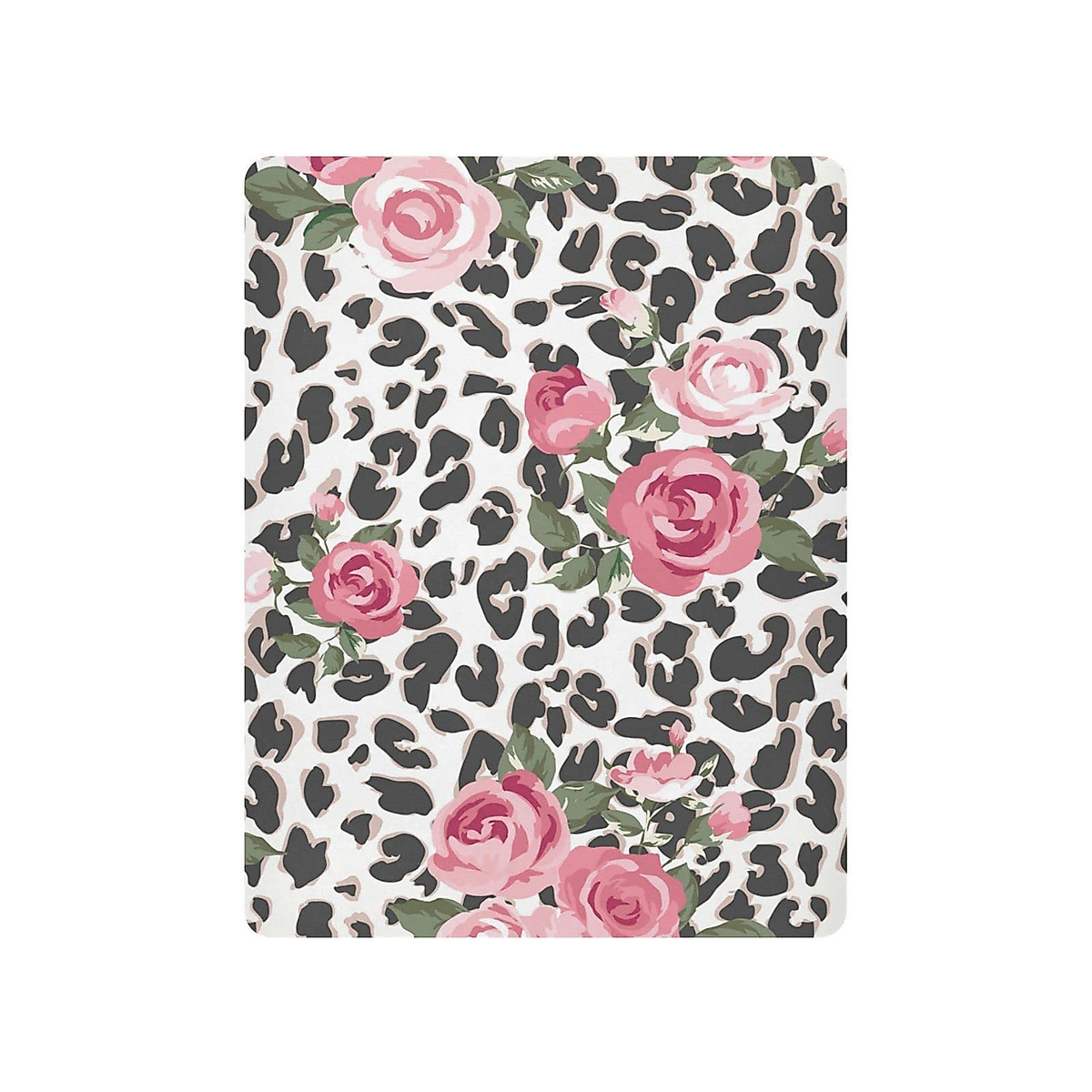 ALAZA Pink Rose Floawer Leopard Cheetah Print Crib Sheets Fitted Bassinet Sheet for Boys Baby Girls Toddler, Mini Size 39 x 27 inch