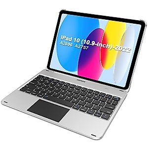 Keyboard Case with Trackpad, Arteck Bluetooth Keyboard with Folio Full Protection Case and Touch Pad for Apple 10.9-inch iPad 10 Generation (2022) with 130 Degree Swivel Rotating