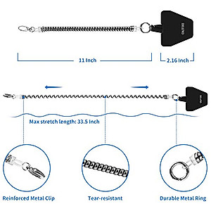 OUTXE Phone Lanyard Tether with 4 Patch- 2× Phone Tether, 4× Phone Patch with Adhesive, Compatible with Smartphone- Silver