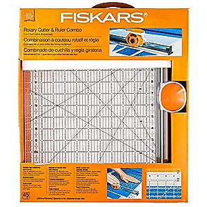 Fiskars Rotary Ruler Combo for Fabric Cutting, 12-Inch x 12-Inch,Clear