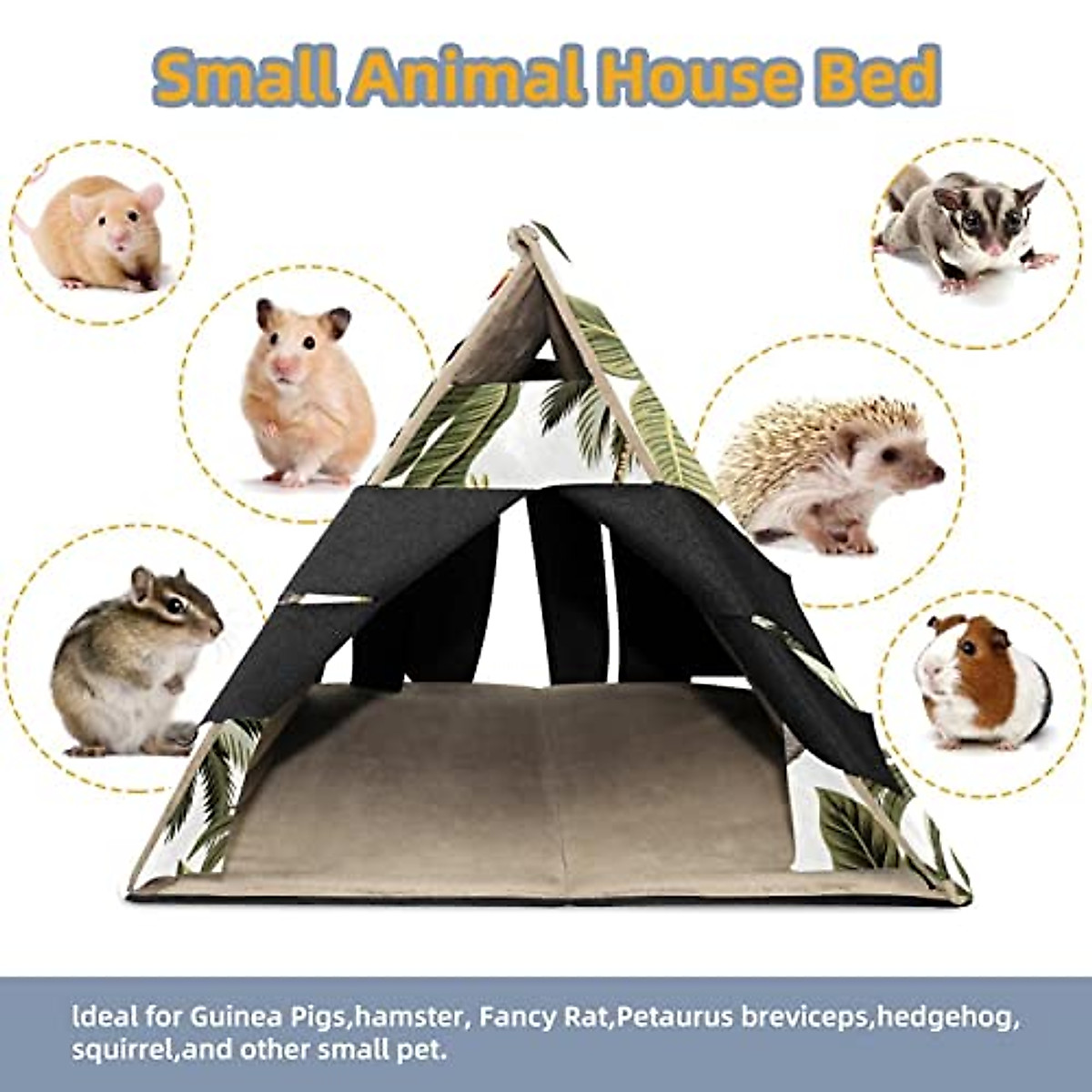 enheng Small Pet Hideout Toucan Sloth Palm Trees Hamster House Guinea Pig Playhouse for Dwarf Rabbits Hedgehogs Chinchillas