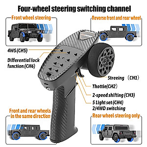 EAZYRC X FMS 1/12 GM Hummer H1 Military RC Truck with Officially Licensed, 8+KM/h 2WD 4WD 3 Speed Transmission All Terrain Model Car with 2.4 Ghz 7CH Remote Control,Led Light (No Battery) (Yellow)