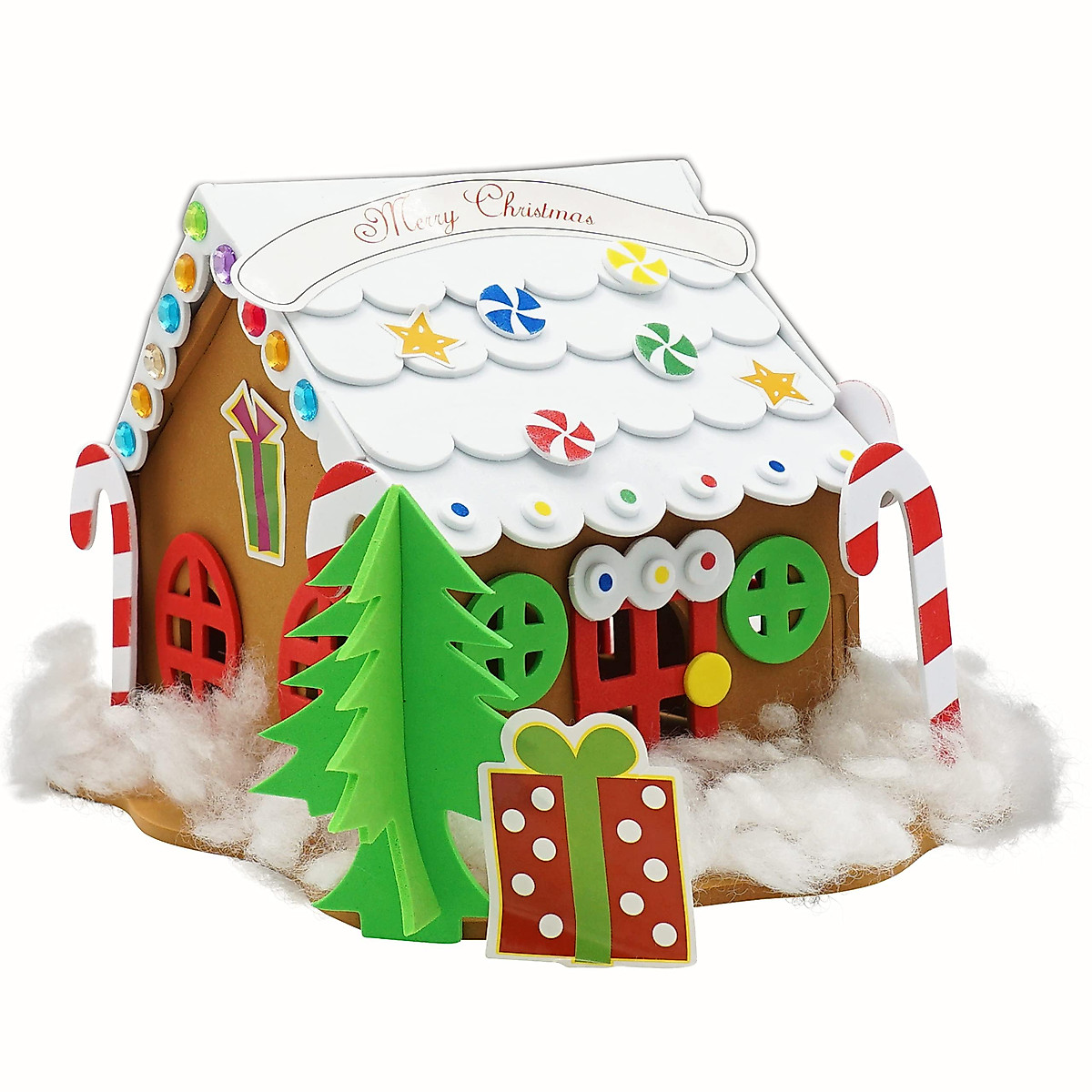 4E's Novelty Make 6 Foam Gingerbread House Kit Crafts (6 Pack) Bulk Christmas Crafts for Kids - DIY Holiday Activity Arts and Crafts