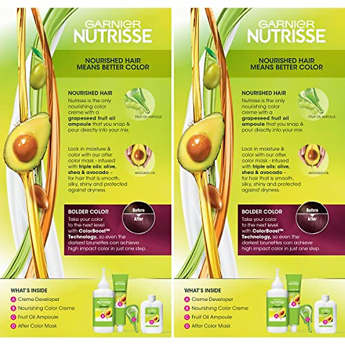 Garnier Hair Color Nutrisse Ultra Color Nourishing Creme, BR2 Dark Intense Burgundy (Passion Fruit) Red Permanent Hair Dye, 2 Count (Packaging May Vary)