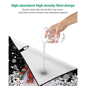 Golf Towel Xmas Snowman Christmas Snowflake Black,Waffle Pattern Microfiber Club Cleaner Golf Towels with Carabiner Clip for Women Men Dad,Winter Snow Golf Towel for Golf Bags Accessories,24x16in