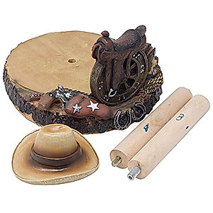 Decorative Country Western Paper Towel Holder with Cowboy Hat, Horse Saddle, Cowboy Boots and Horseshoes for Kitchen Countertop Decor As Gifts for Cowboys