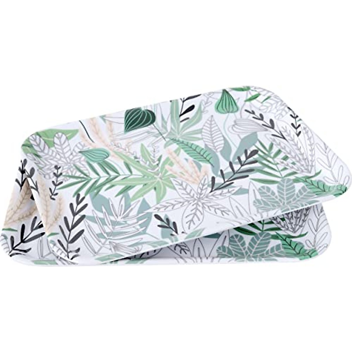 FlosSolis 15.1"x11.3" Serving Tray Set of 2 Leaf Design, Melamine Rectangular Serving Tray/Platters Stackable Sturdy and Easy Clean for Serving Serving Food,Fruit,Desserts,Breakfast,Meals,BPA Free