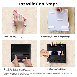 Bedside Wall Organizer, Wall Mount Self Stick On, Cute Room Decor Aesthetic, Girls Room Decor, Cool Stuff for Bedroom Storage and Organization