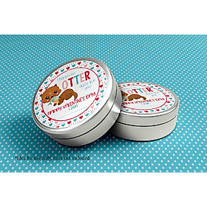 Cute Otter Themed Valentine Party Favor Sticker Labels for Kids, 40 2" Party Circle Stickers by AmandaCreation, Great for Classroom Valentines, Envelope Seals, Gifts & Treats