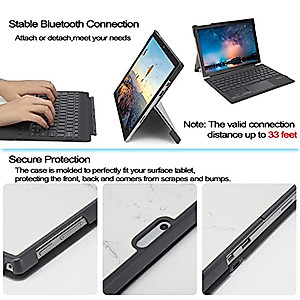 Qulose Surface Pro Keyboard Case, 7 Color Backlight Detachable Keyboard with Trackpad, Case with Keyboard for Microsoft Surface Pro 7+/ 7/6 / 5/4 / 3 Tablet - Grey