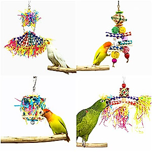 Bird Parrots Shredding Toys , 5PCS Parakeet Colorful Bamboo Hanging Toys Bird Foraging Toys for Small Medium Parrots Parakeets, Conures, Love Birds, Small Parakeets Cockatiels, Finches