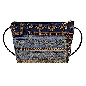 Danny K Women's Tapestry Zipper Purse Crossbody Handbag, Adjustable Cord, Handmade in USA (Neptune/Blue)