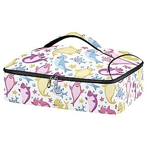 Kcldeci Insulated Thermal Food Carrier Insulated Casserole Carrier for Hot or Cold Food,Baby Shark Cartoon Nautical Insulated Tote Bag for Potluck Cookouts Parties Picnic,Lasagna Lugger