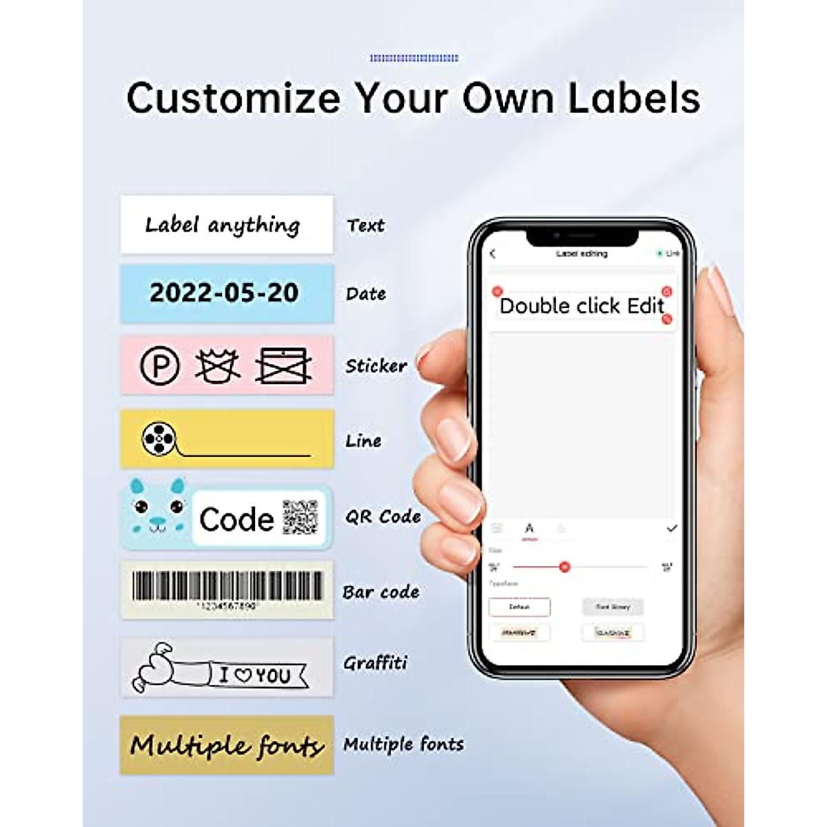 MARKLIFE P12 Label Maker Machine with Tape - Portable Bluetooth Label Printer, Mini Printer Can Print Continuous Label, Sticker Printer Compatible with iOS Android, for Business Home Office (White)