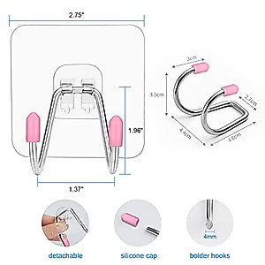 KAZOKU Adhesive Hooks 30lb(Max) for Hanging Heavy Duty Self Adhesive Hooks Transparent Waterproof and Oilproof Wall Hooks for Keys Bathroom Kitchen Office Outdoor Sticky Hook 12 Pack