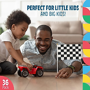 Dazzling Toys Race Car Flags – 36 Mini Checkered Flags with Plastic Sticks, Car Decor Supplies for Racers, Sports Themed Birthday Party Decoration Flag for Kids & Racing Activities for Racer Boys