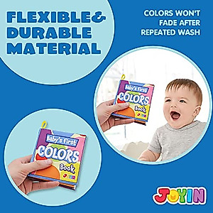 JOYIN 12 Pcs Bath Books, Nontoxic Fabric Soft Crinkly Cloth Books, Waterproof, Bathtub Pool and Early Education First Toys for Infant Newborn Baby Toddlers Kids Birthday Gifts