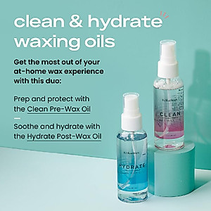 Clean & Hydrate At Home Waxing Kit Oils – Pre Wax Cleanser Preps & Protects Skin – Post Body & Facial Wax Oil Soothes, Reduces Redness, Removes Residue – Make Hair Removal Easy by KoluaWax, 3 Oz. Each