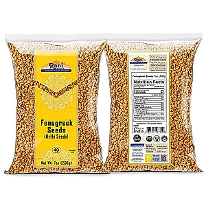 Rani Fenugreek (Methi) Seeds Whole 7oz (200g) Trigonella foenum graecum ~ All Natural | Vegan | Gluten Friendly | Non-GMO| Kosher | Indian Origin, used in cooking & Ayurvedic spice