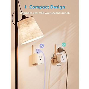 Meross Wi-Fi Smart Plug Mini, 15 Amp & Reliable Wi-Fi Connection, Support Alexa, Google Assistant, Remote Control, Timer, Occupies Only One Socket, 2.4G WiFi Only, 4 Pack