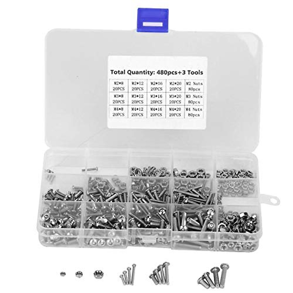 Screw 480Pcs M2/M3/M4 Screw Machine Screws Set Screws&Bolts Stainless Steel for Laptop/Phone/PC/Hard Disk/Keyboard Fasteners tornillos