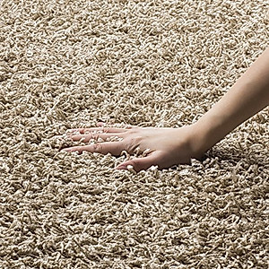 SAFAVIEH Athens Shag Collection 3' x 5' Beige SGA119G Non-Shedding Living Room Bedroom Dining Room Entryway Plush 1.5-inch Thick Area Rug