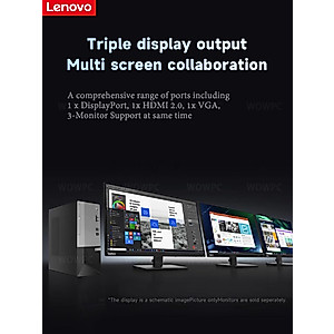 Lenovo ThinkCentre M720 Tower, Intel Core i3-10100 Processor, 16GB RAM, 256GB PCIe M.2 SSD, 1TB HDD, Windows 11 Pro 64-bit, Black Keyboard and Mouse