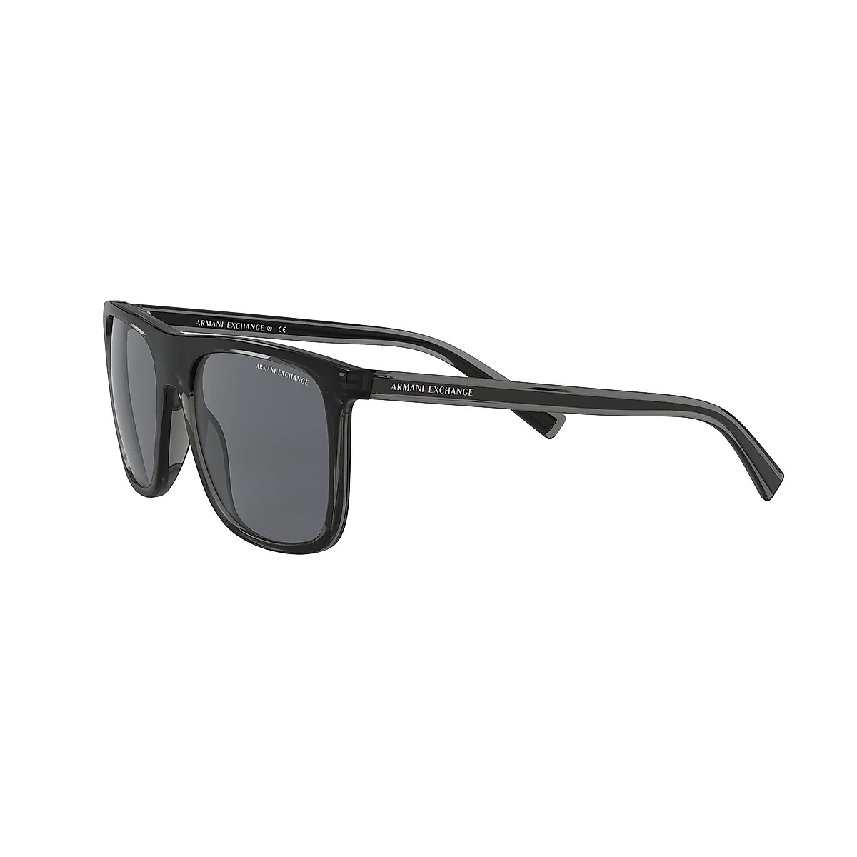 A|X ARMANI EXCHANGE Men's AX4102SF Low Bridge Fit Square Sunglasses, Shiny Black/Grey, 57 mm