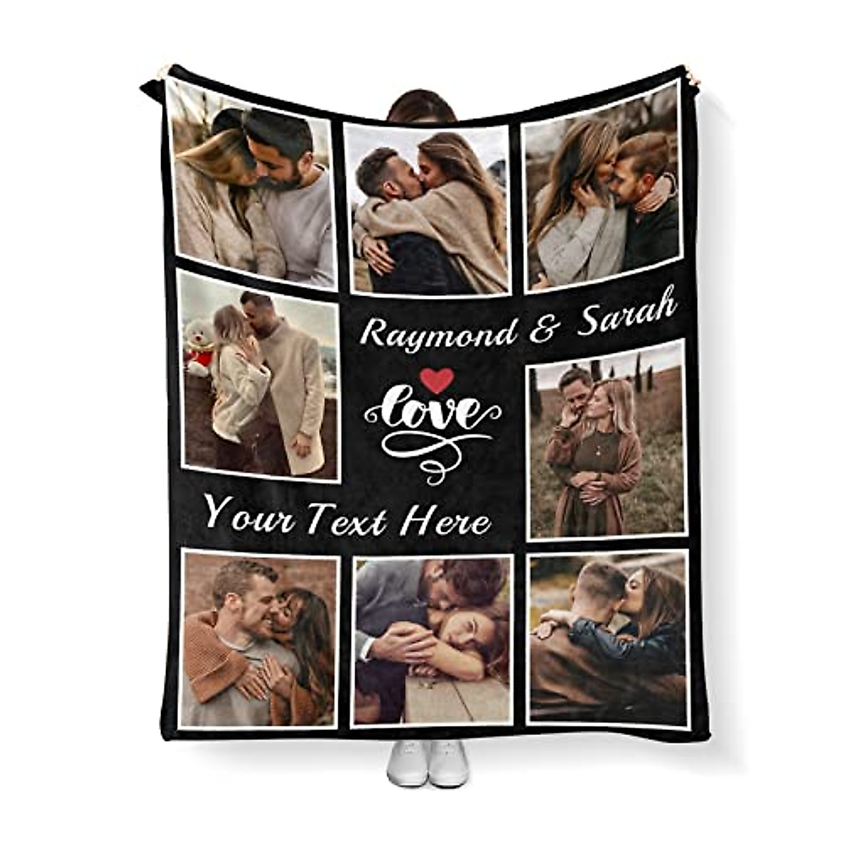 Sycamo Custom Blanket with Photos, Gifts for Girlfriend Gifts for Boyfriend, for Couples Family, Personalized Throw Blanket for Christmas Birthday Valentine's Day Anniversary