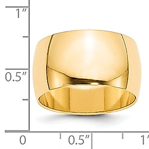 Jewelry Stores Network Solid 14k Yellow Gold 12 mm Classic Rounded Wedding Band Ring Size 7