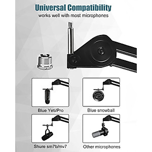 Boseen Microphone Boom Arm Stand for Blue Yeti with Shock Mount Foam Cover, Heavy Duty Boom Scissor Arm Stand for Blue Yeti, Broadcasting and Recording