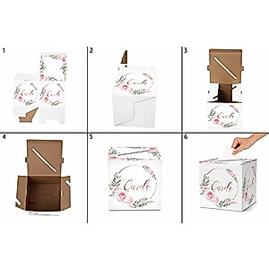 8”Card Box, Floral Cards Receiving Box, For Birthday, Wedding, Bridal or Baby Shower, Engagement, Retirements, Graduation, Money Box Holder, Party Favor, Decorations, 1 pte (Cabox006）