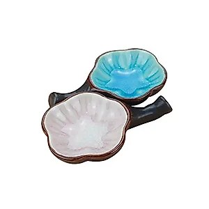 Fitlyiee 2 Pack Multifunction Ceramics Ink Dish Plate Chinese Calligraphy Painting Brush Rest Holder with Handle (Random Color)