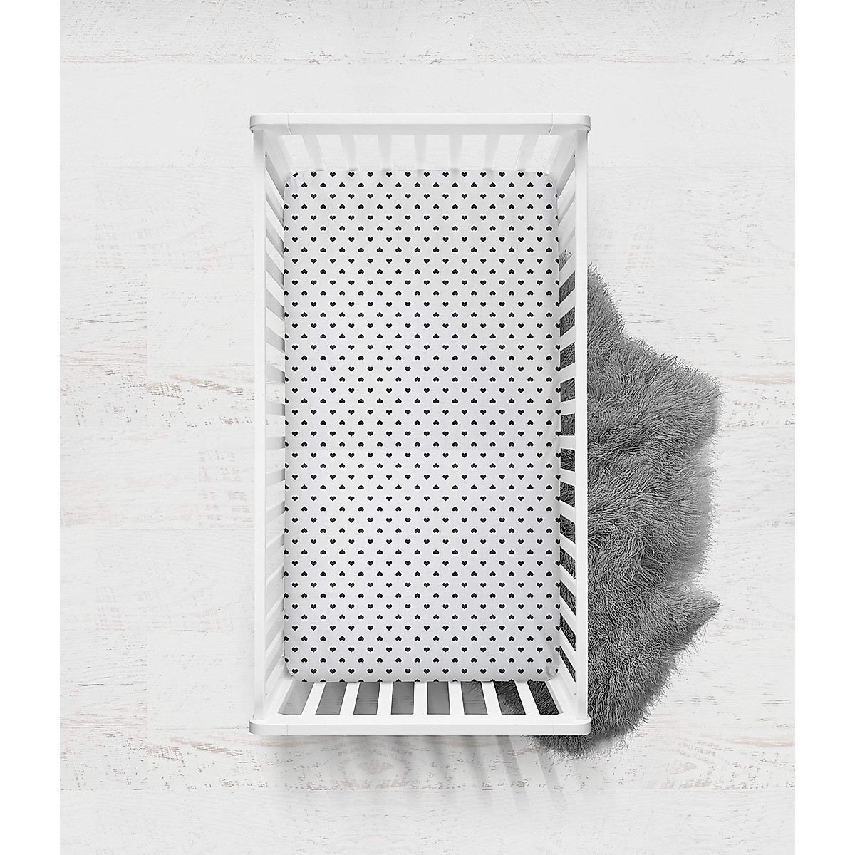 Bacati - 2 Pack Love/Aztec/Arrows/Hearts Silky Soft Breathable 100% Cotton Muslin Baby Crib Fitted Sheets - Fits Standard 28 x 52 x 5 Crib & Toddler Mattresses (Hearts Black)