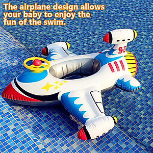 Baby Inflatable Pool Float Swimming Float Boat with Steering Wheel Horn for Kids Toddlers Age 1-4 Boys Girls Inflatable Ride-ons Summer Pool Swim Ring Beach Supplies