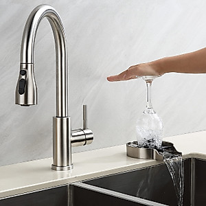 2023 Newest Metal Glass Rinser for Kitchen Sink - 360° Rotary Cup Washer, Faucet Cup Rinser Cleaner Kitchen Sink Bottle Washer for Bar, Brushed Nickel