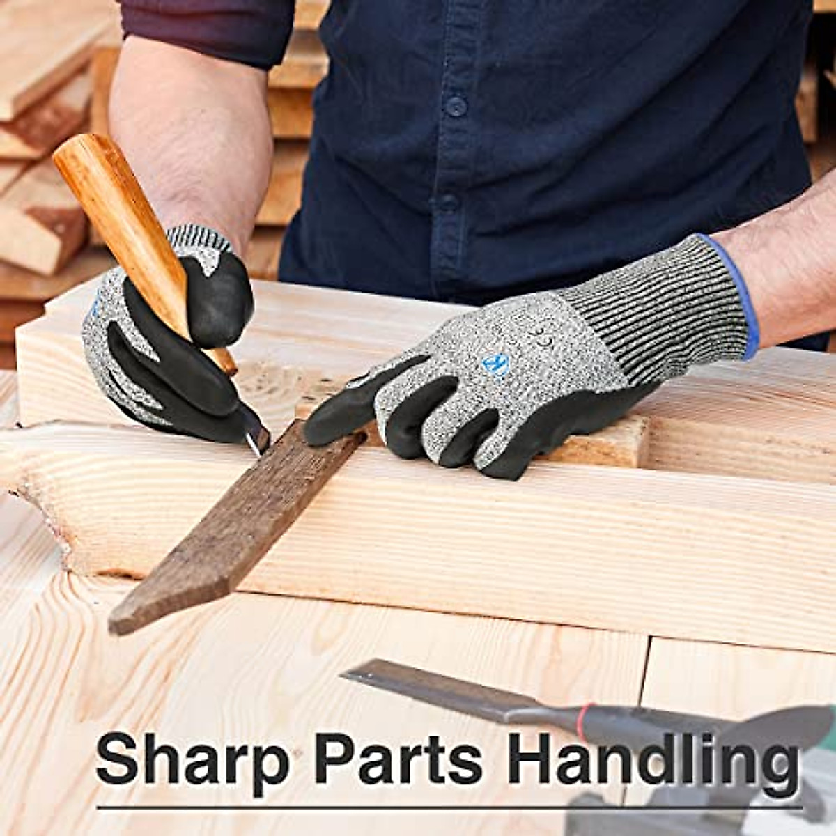 Cut Resistant Gloves, MicroFoam Nitrile Coated, ANSI Cut level A3,Superior Grip Performance,Durable, Safety Work Gloves For Men and Women, Ideal for General Duty Work, KG21NB, 2 Pairs Grey, Large