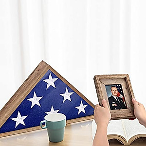 Robhomily Rustic Flag Display Case for Burial Flag, Reclaimed Wood Military Memorial Flag Display Case for 9.5 x 5 American Veteran Burial Flag , Burial Flag Box Display Case for Folded Flag and Medal