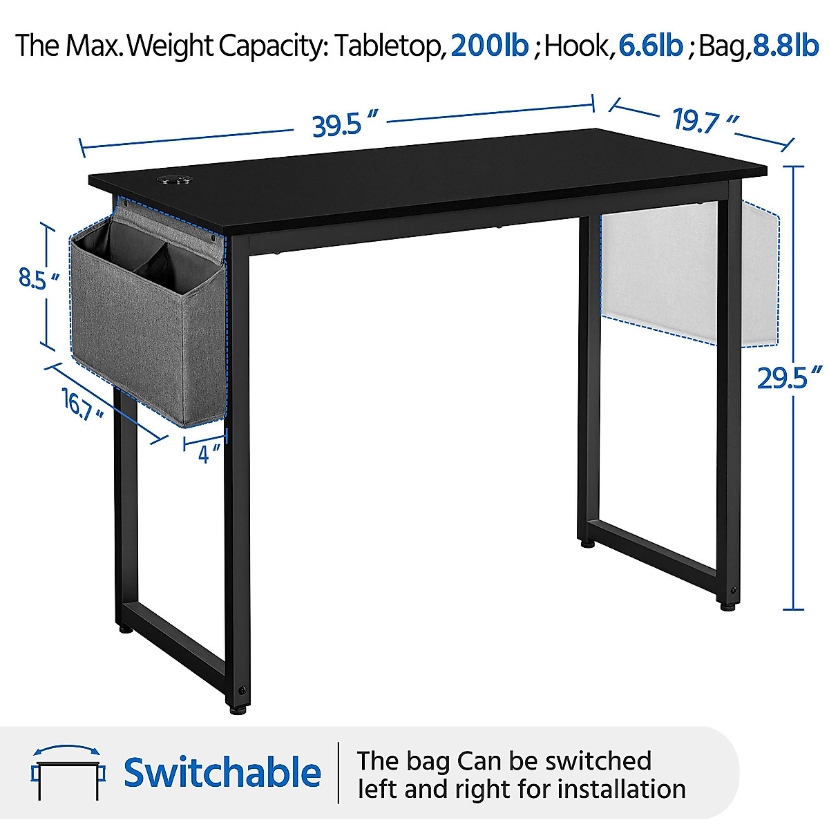 Yaheetech Home Office Modern Desk & Chair Set, Simple Computer Desk 40 Inch with Mesh Mid-Back Height Adjustable Office Chair, Long Writing/Work Desk, Mesh Swivel Chair with Lumbar Support, Black