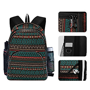 ALAZA Dark Color Ethnic Aztec Abstract Geometric Print Backpack Daypack Laptop Work Travel College Bag for Men Women Fits 15.6 Inch Laptop