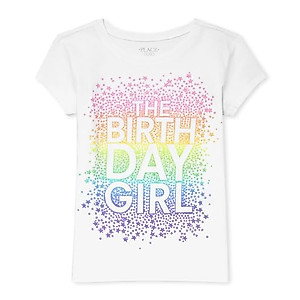 The Children's Place girls Birthday Graphic Tee T Shirt, White, 7 8 US