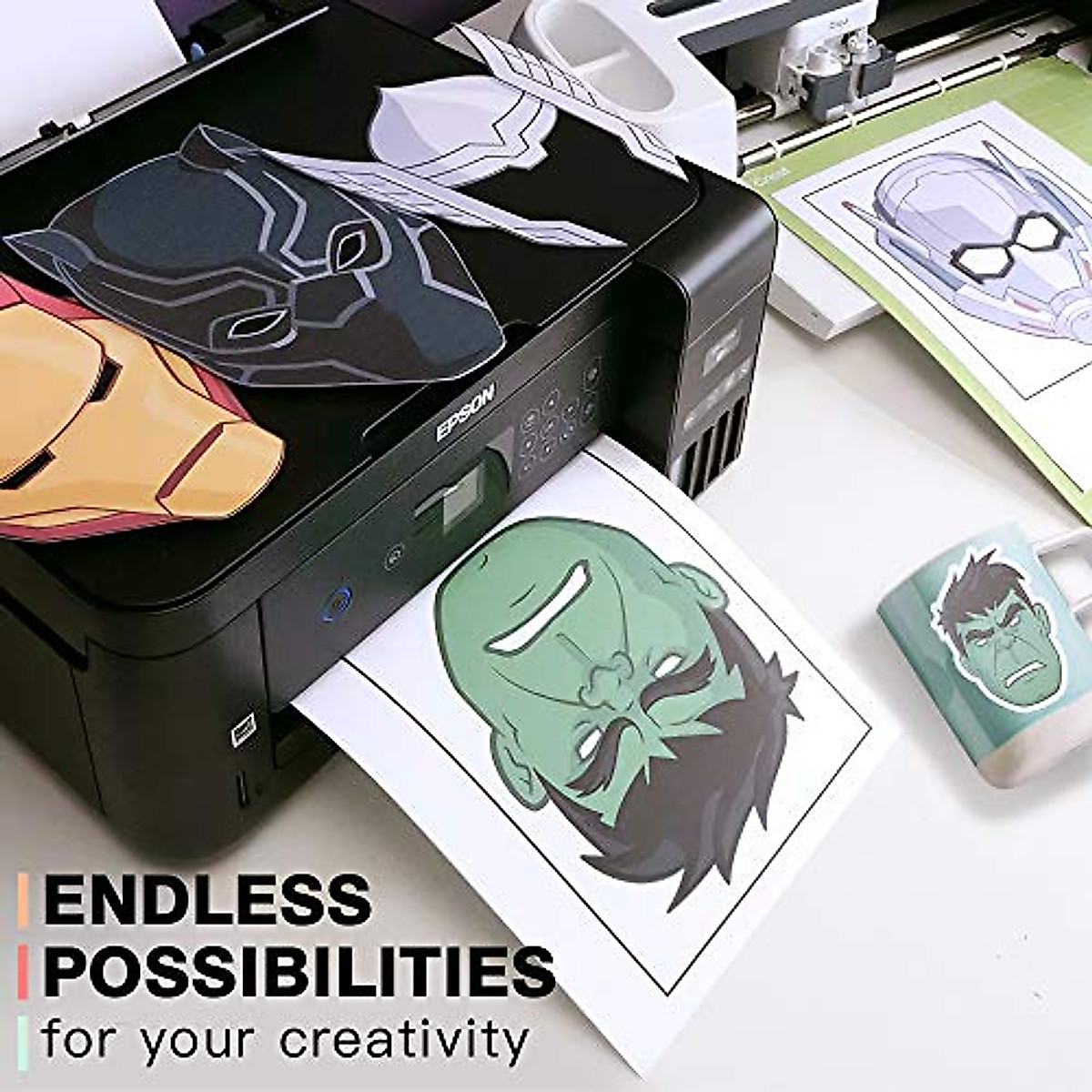 JANDJPACKAGING Printable Vinyl Sticker Paper - Waterproof Printable Vinyl for Laser & Inkjet Printer 15 Self-Adhesive Sheets - Glossy White - Standard Letter Size 8.5"x11"