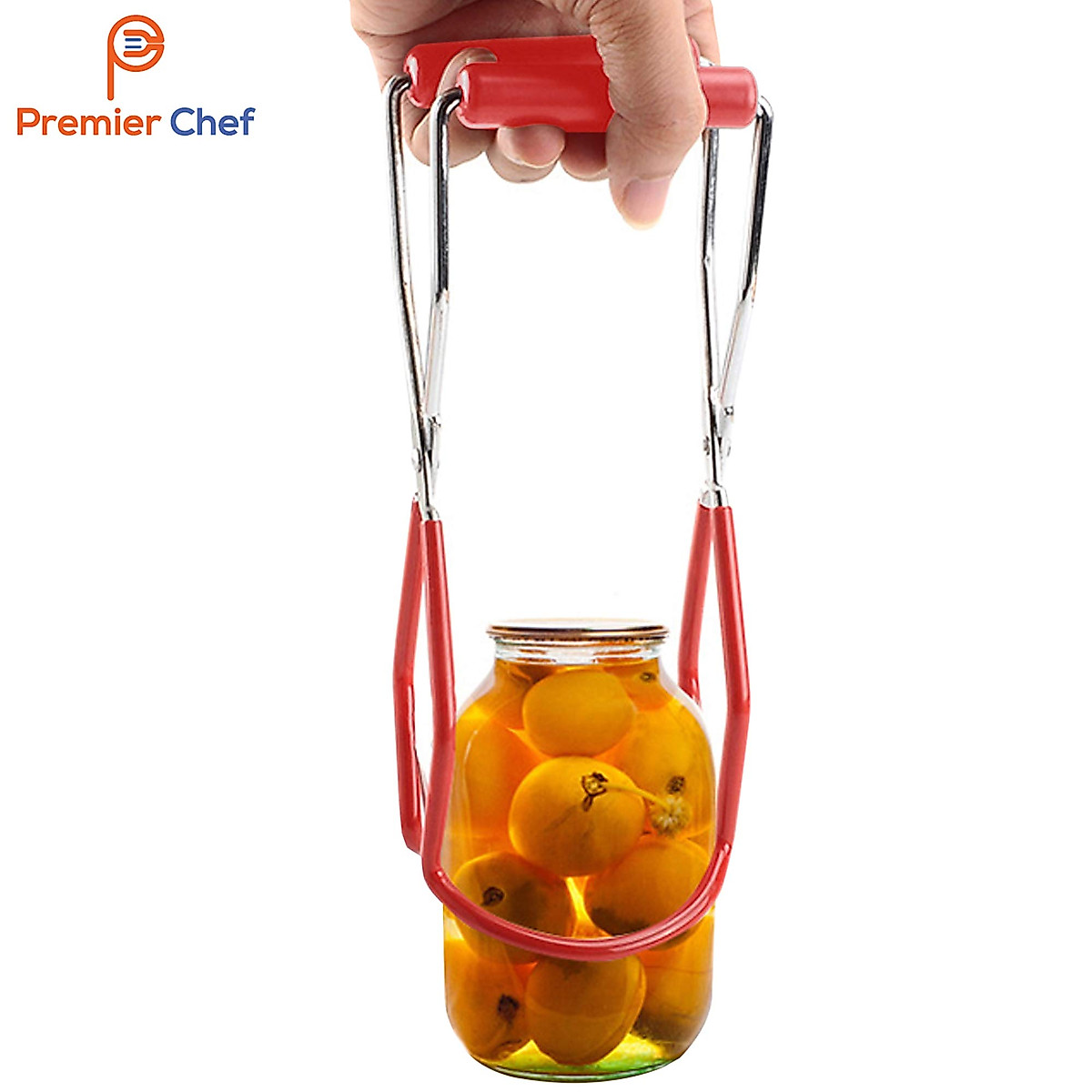 Premier Chef Canning Jar Lifter-Canning tongs- Safely remove any size canning jar from boiling water-Quality stainless steel