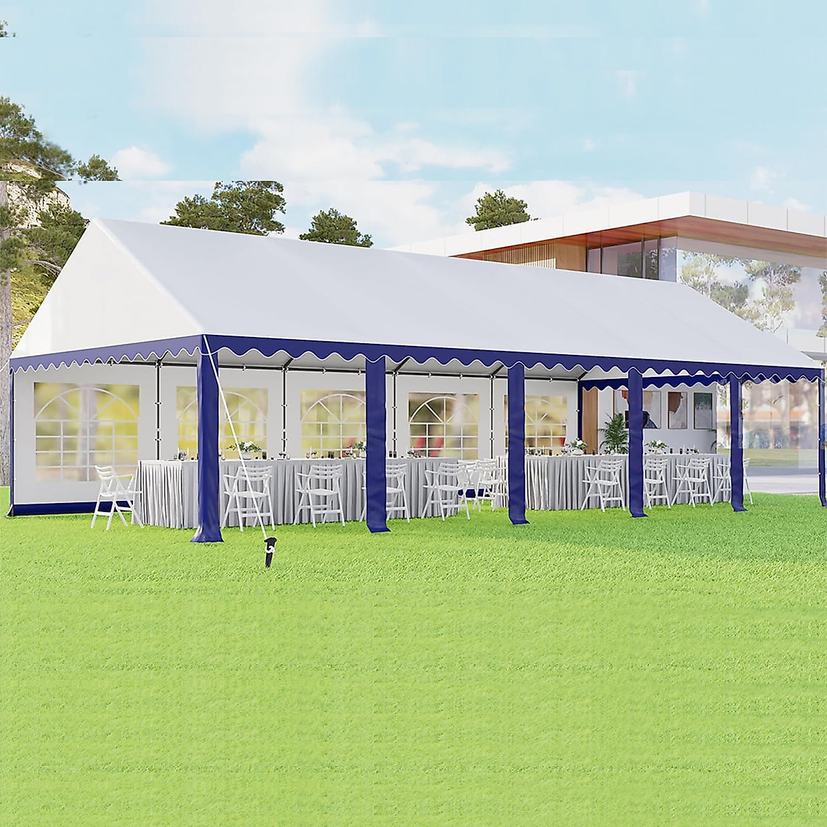 MFSTUDIO 16'x32' Party Tent, Outdoor Heavy Duty Party Tents with Removable Sidewalls, Large Canopy Tent Shelter for Outdoor Events Wedding Birthday, Blue