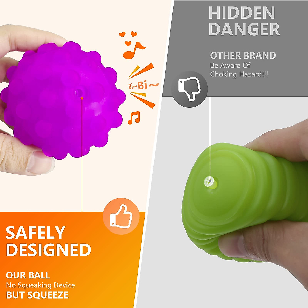 ROHSCE Sensory Balls for Kids 6pcs Textured Multi Ball Set for Toddlers Multicolor and Bright Handing Catching Balls BPA-Free Soft Stress Relief Toys