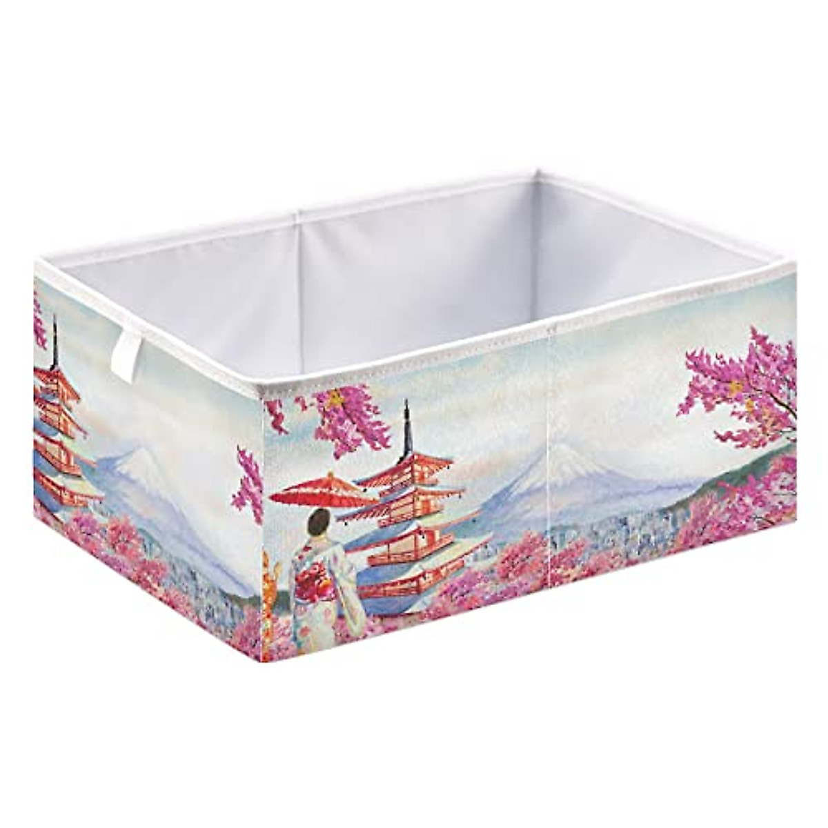 Japan Women Kimono Storage Basket Storage Bin Rectangular Collapsible Nursery Hamper Large Toy Chest Organizer for Boys Girls Toys