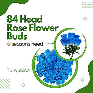 SN Decor Season’s Need Artificial Flowers 84Pcs Real Looking Turquoise Bulk Fake Roses with Baby’s Breath for DIY Wedding Bouquets Baby Shower Centerpieces Party Tables Home Decorations